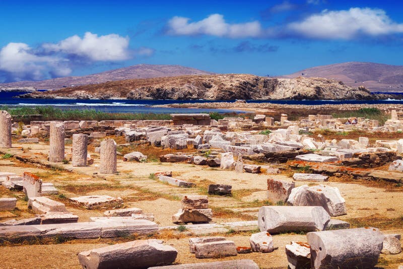 Ancient Ruins on the Island of Delos Stock Image - Image of column ...