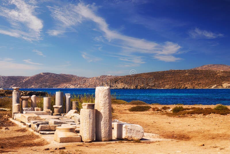 Ancient Ruins On The Island Of Delos Stock Image - Image of house ...