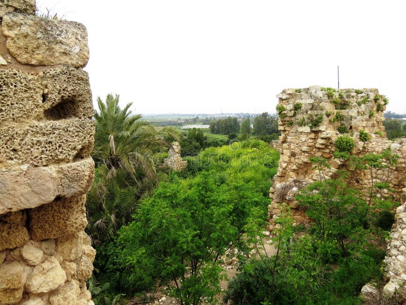 Ancient Ruins of Kakoon Fort, Hefer Valey, Israel Stock Image - Image ...