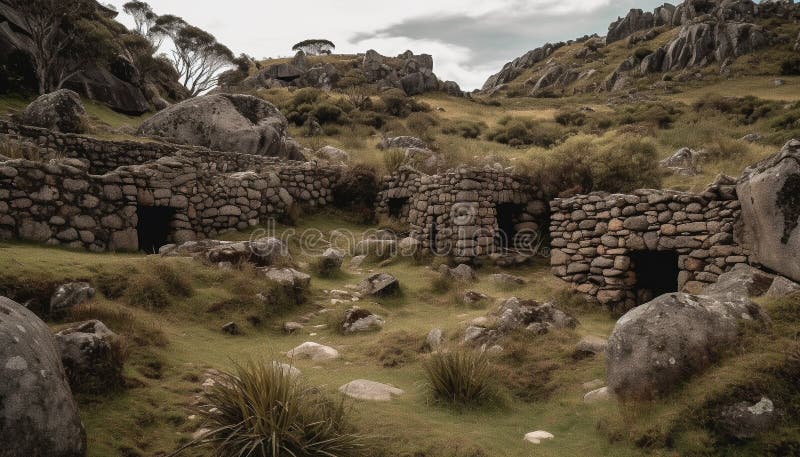 Ancient Ruins on Mountain, Nature Famous Place Generated by AI Stock ...