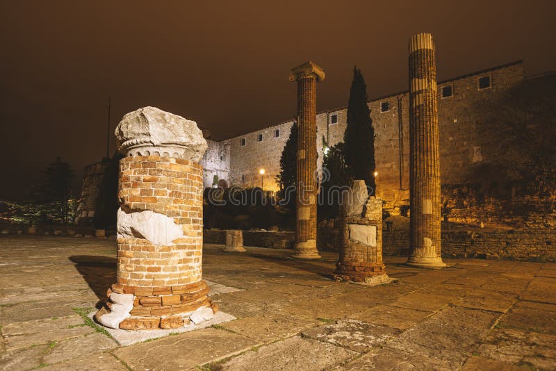 Ancient ruins by night stock image. Image of ancient - 352948129
