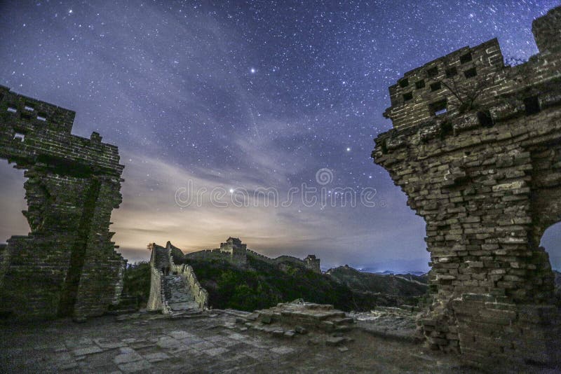 Ancient Ruins and Night Sky Above Editorial Stock Image - Image of ...