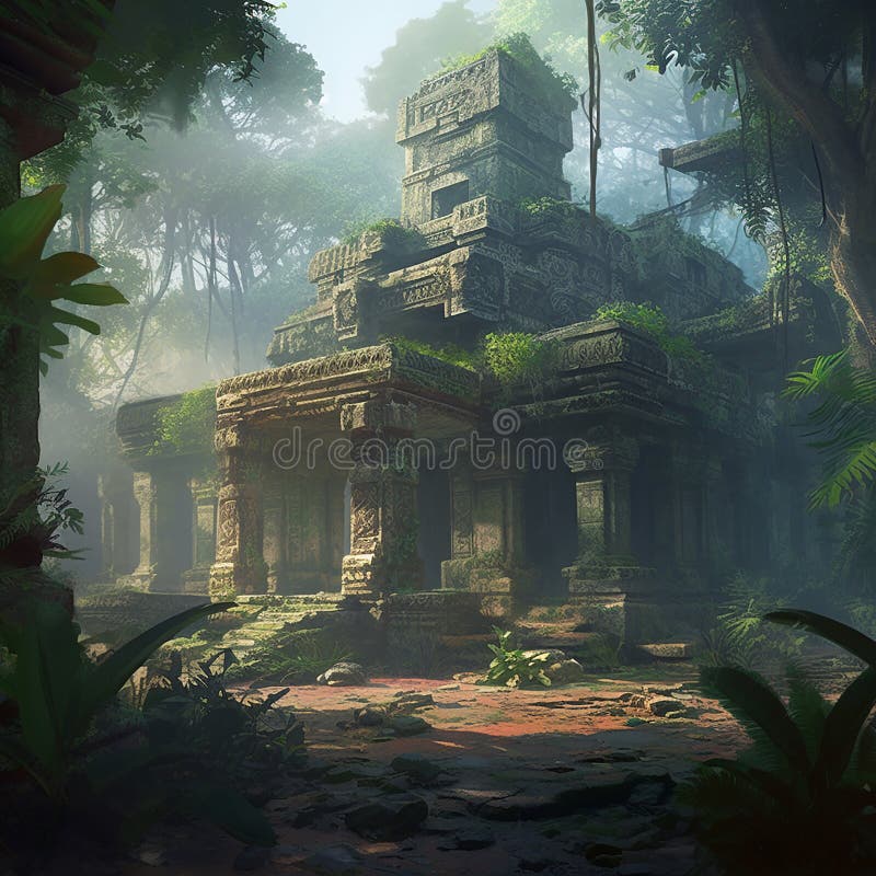 Overgrown Ancient Ruins in a Dense Forest Setting. Created Using Ai ...