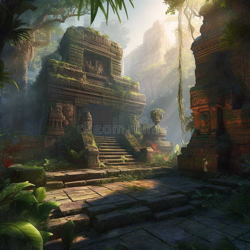 Overgrown Ancient Ruins in a Dense Forest Setting. Created Using Ai ...