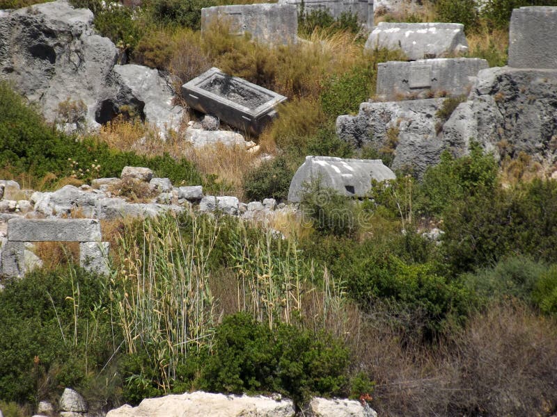 Ancient Ruins Overgrown with Vegetation Stock Image - Image of mountain ...