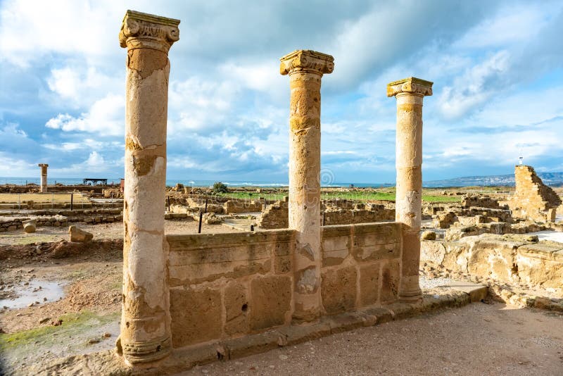 Ancient Ruins in Paphos Archaeological Park Cyprus Stock Photo - Image ...