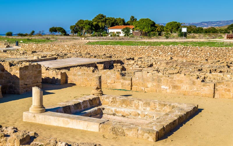 Ancient Ruins in Paphos Archaeological Park Stock Image - Image of ...