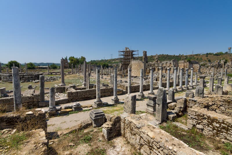 Ancient ruins of Perge. stock image. Image of architecture - 62116205