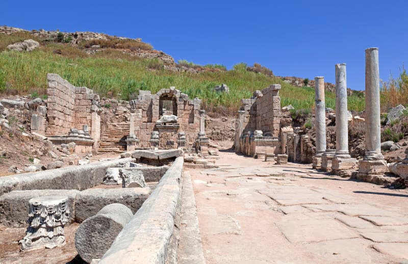 Ancient Ruins Perge Turkey stock image. Image of historic - 25358329