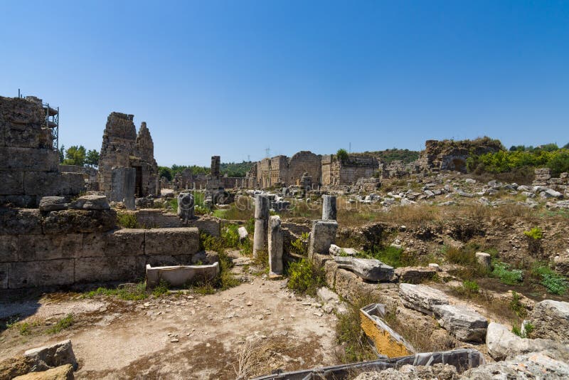 Ancient ruins of Perge. stock photo. Image of pamphylia - 62412998