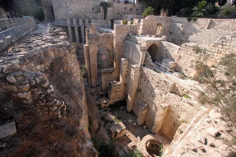 Ancient Ruins of Pools in the Muslim Quarter of Jerusalem Stock Image ...