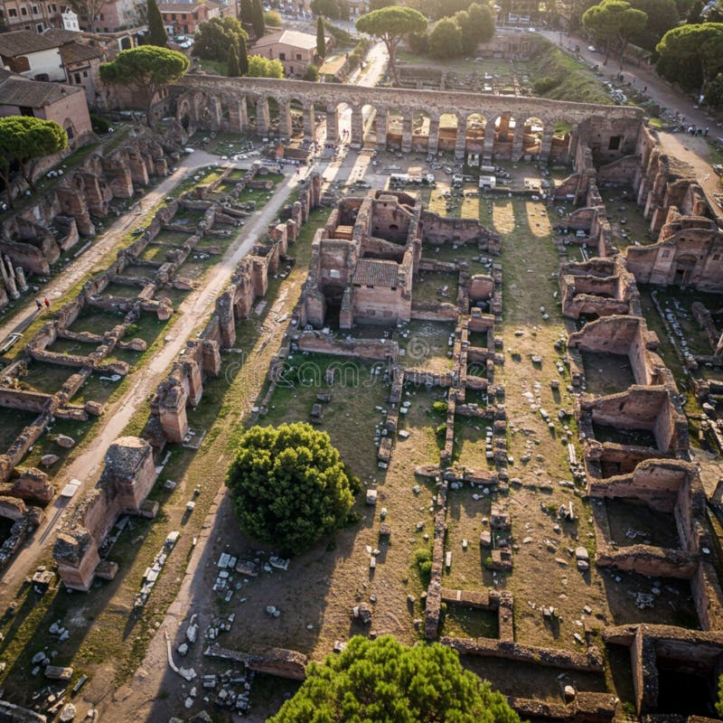 Ancient Ruins with Rectangular Structures and Scattered Stones ...