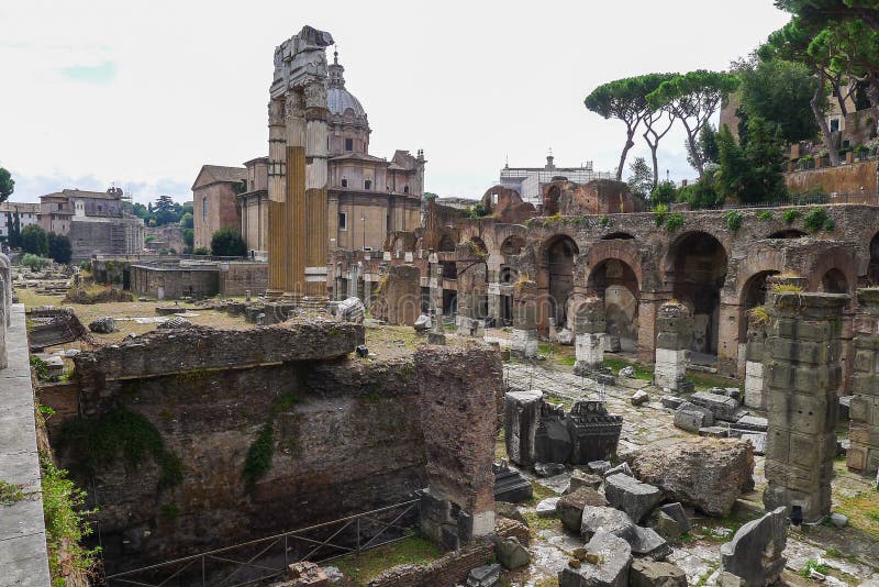 Ancient ruins in Rome stock photo. Image of famous, clouds - 81989612