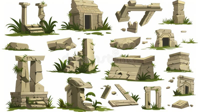 Illustration of a Destroyed Building, Damaged Structure, and the ...