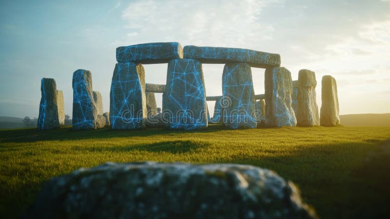 Ancient Ruins of Stonehenge with Digital Network, History and ...