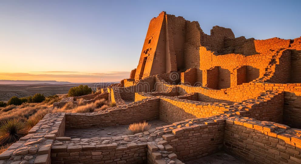 Ancient Ruins at Sunset in Desert Landscape- Generative Ai Stock Image ...