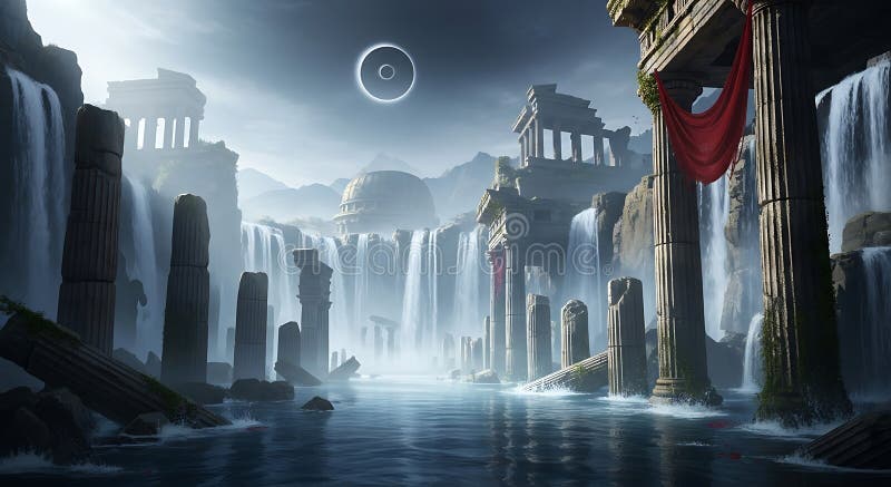 Ancient Ruins are Surrounded by Cascading Waterfalls, Creating a ...