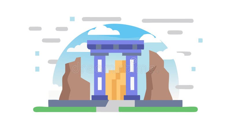 Ancient Ruins and Tech. Digital Archaeology, Vector Design Generative ...