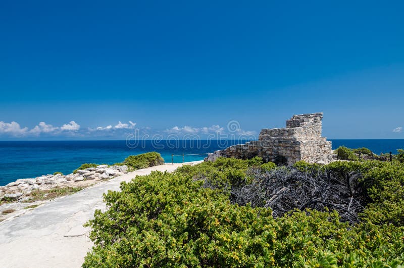 Temple of Ixchel at Punta Sur, Isla Mujeres Stock Photo - Image of ...