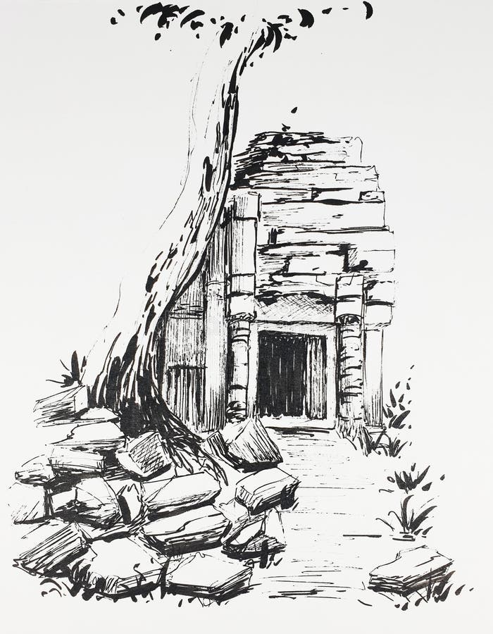 The Ancient Ruins Digital Illustration Stock Photo - Image of ...