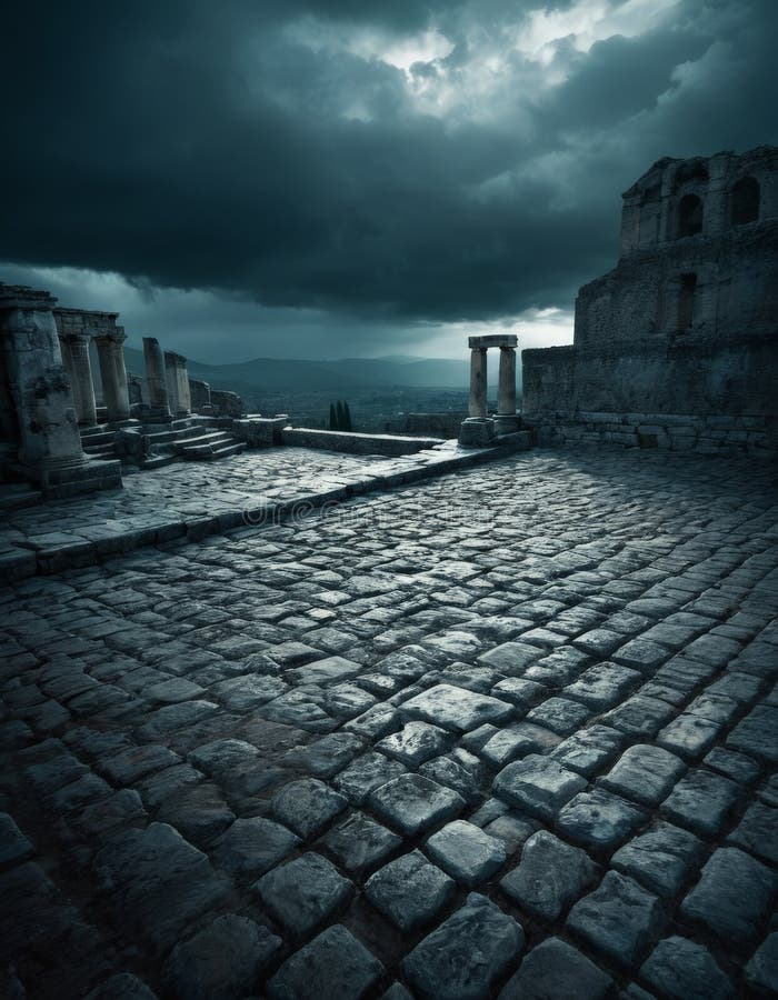 Ancient Ruins Under Dramatic Stormy Sky Stock Image - Image of timeless ...