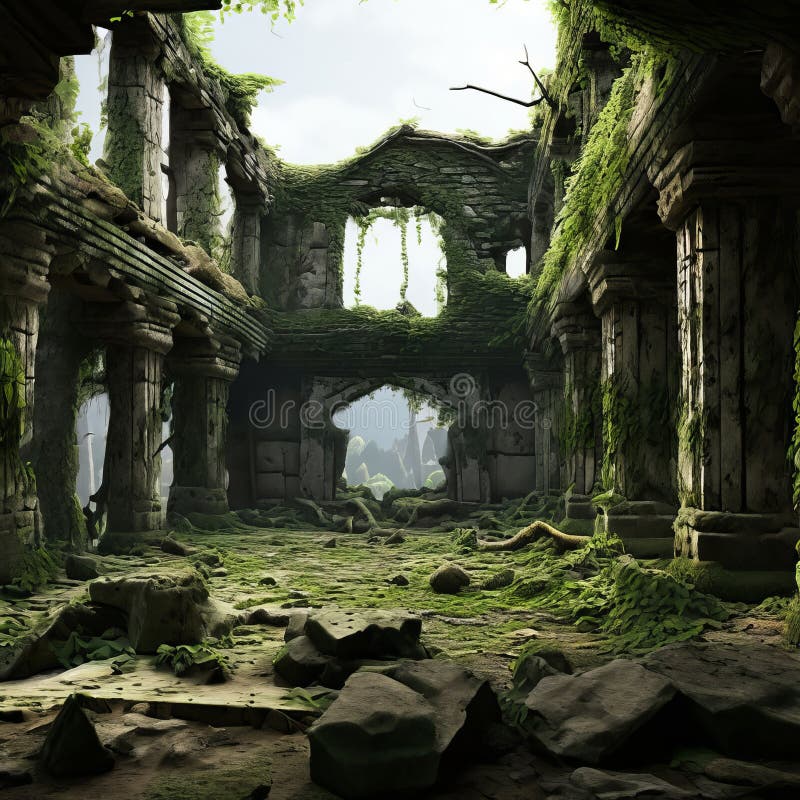Ancient Ruins View Crumbling Ruins of an Ancient Civilization O Stock ...