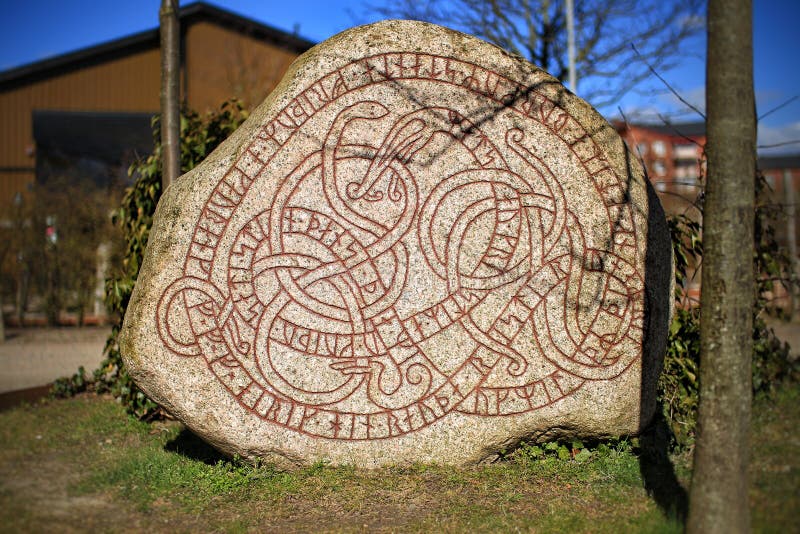Ancient Rune Stone in Trelleborg in Sweden Stock Image - Image of ...