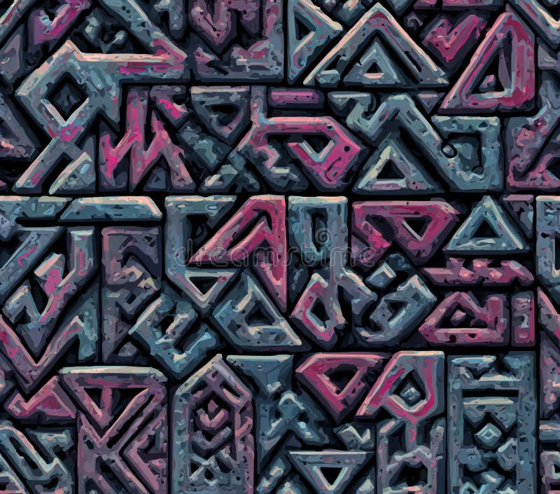 Ancient Rune Texture Seamless Pattern for Design Projects Stock ...