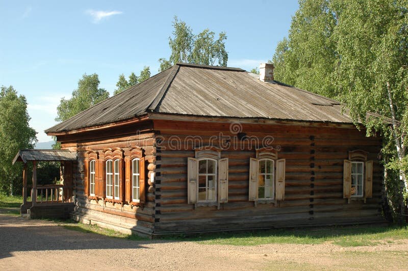 Ancient Russian log hut stock image. Image of wooden - 13221647