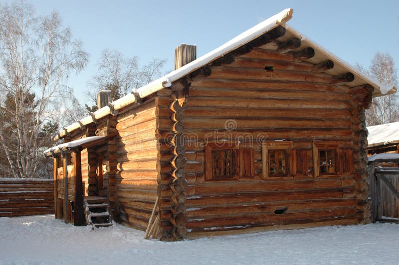 Ancient Russian log hut stock image. Image of wooden - 13221647