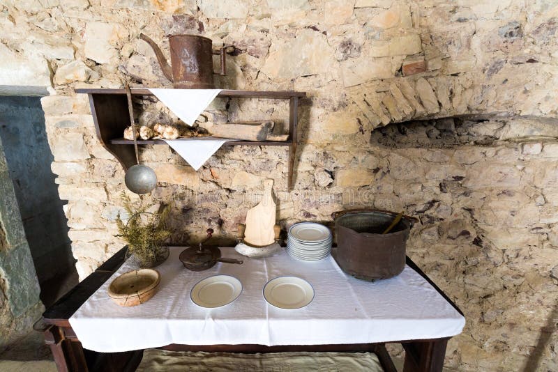 Ancient rustic kitchen stock photo. Image of mediterranean - 53095894