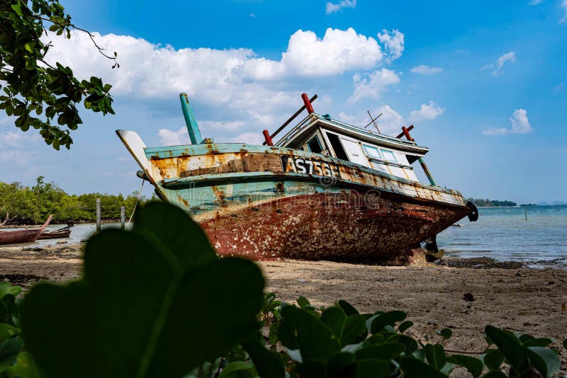 Rusty Boat Sits in Drydock at Winchester Bay or Editorial Photo - Image ...