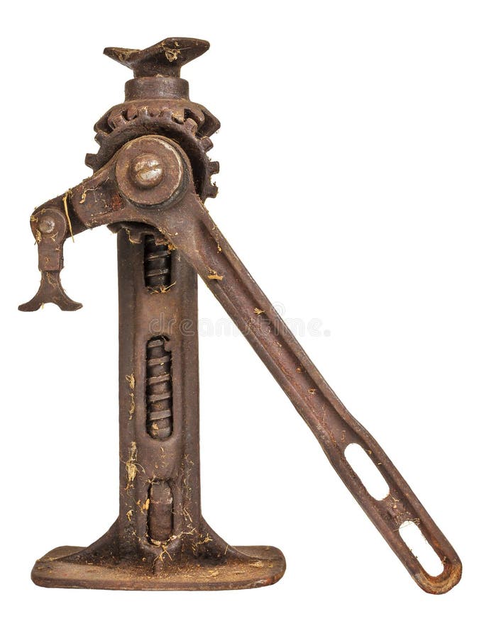 Ancient Rusty Car Jack Isolated on White Stock Photo - Image of grunge ...