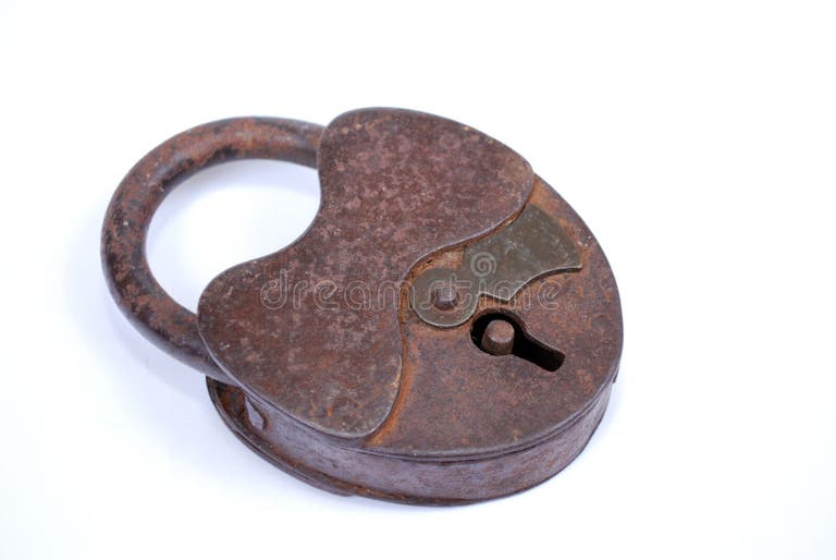 The Ancient Rusty Castle on a White Background. Subject of Locking of ...