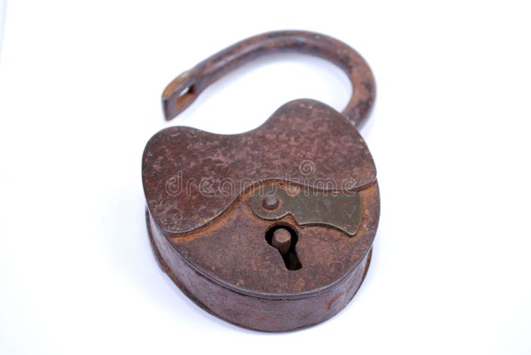 The Ancient Rusty Castle on a White Background. Subject of Locking of ...