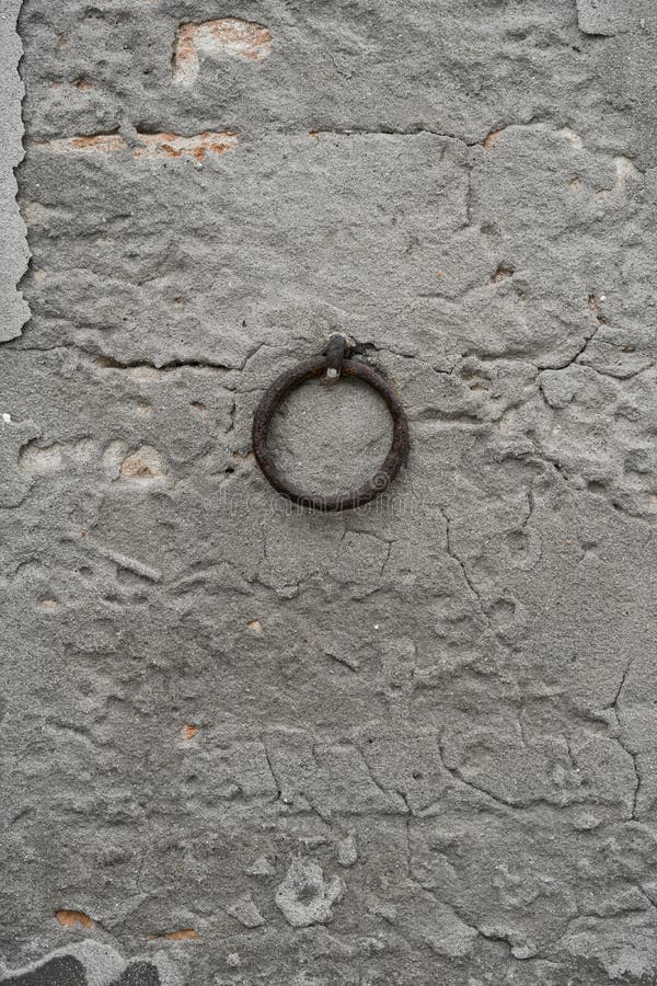 Ancient Rusty Ring Fixed on a Gray Wall. Stock Photo - Image of eroded ...