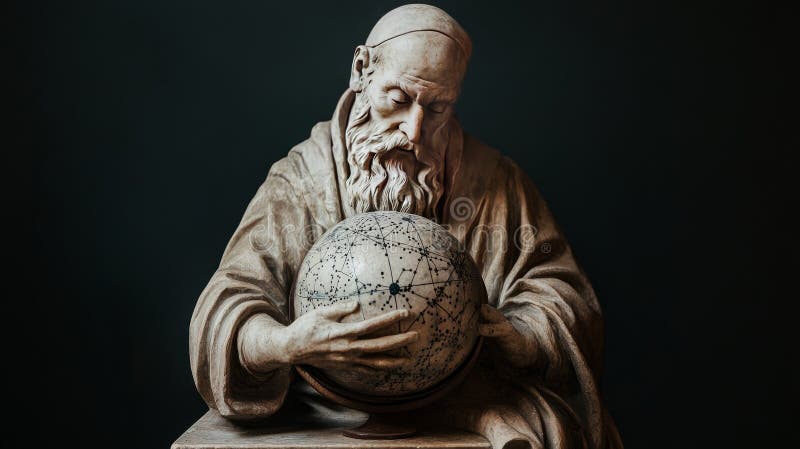 Ancient Sage Statue with Celestial Globe Real Photo Stock Illustration ...