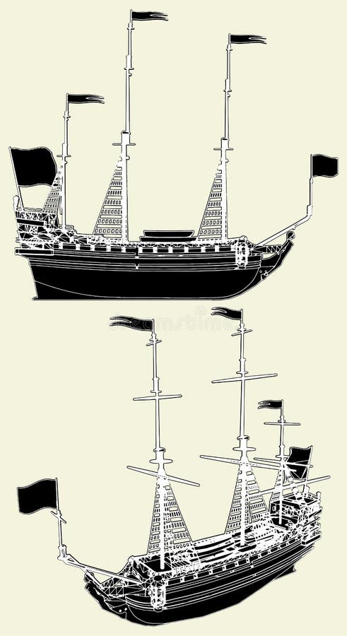 The Ancient Sailing Ship Vector 02 Stock Vector - Illustration of ...