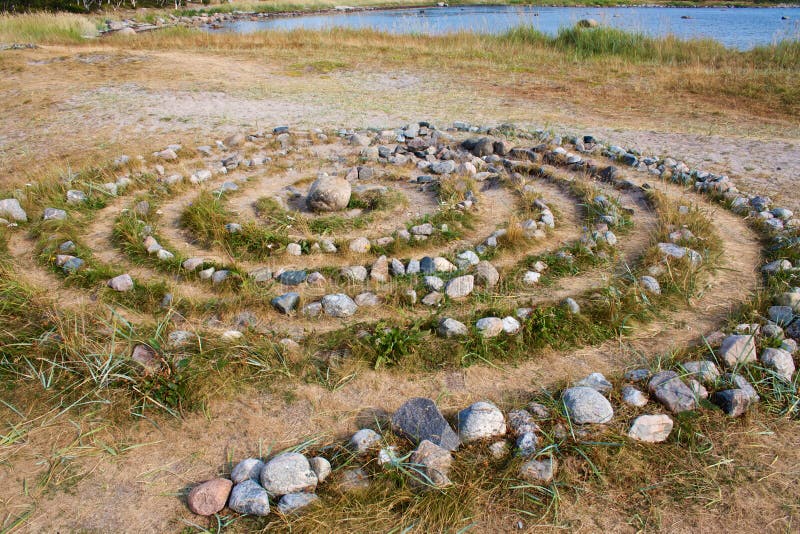 Ancient Sami Stone Labyrinth on Solovetsky Island Stock Image - Image ...