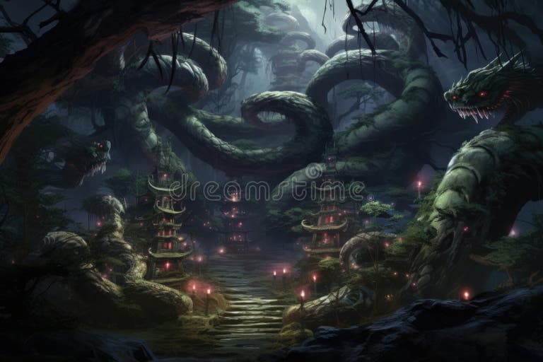 Snake Monster Forest Stock Illustrations – 223 Snake Monster Forest ...