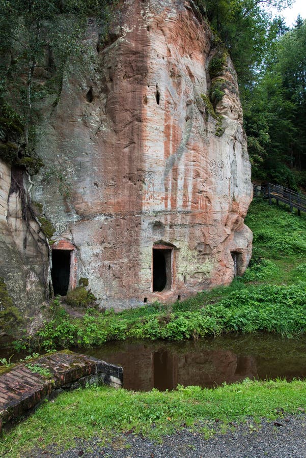 Ancient Sandstone Cliffs in the Gaujas National Park, Latvia Stock ...