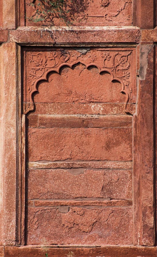Ancient Sandstone Wall stock photo. Image of design, agra - 31624198