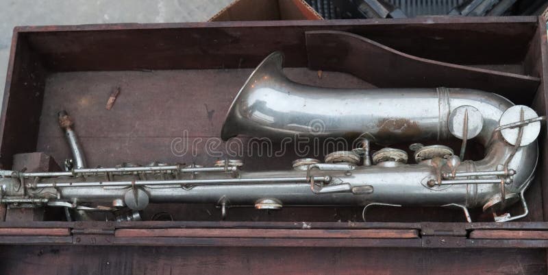Ancient Saxophone Musical Equipment- Stock Photo - Image of band ...