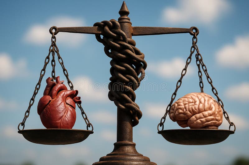 Ancient Scale Weighing Human Heart Versus Brain Stock Illustration ...