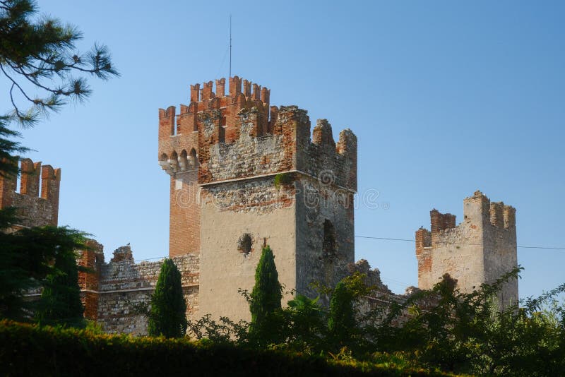 Ancient Scaliger Castle in the Morning Stock Image - Image of lazise ...
