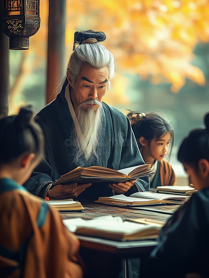 Ancient Scholar Teaching Students Outdoors Stock Photo - Image of ...
