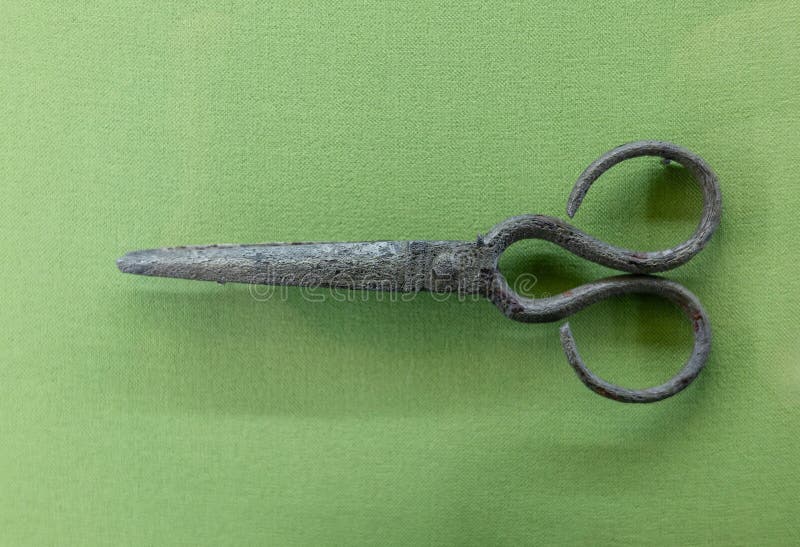 Ancient Scissors, Antique Exhibit. Scissors on Display in a Museum ...