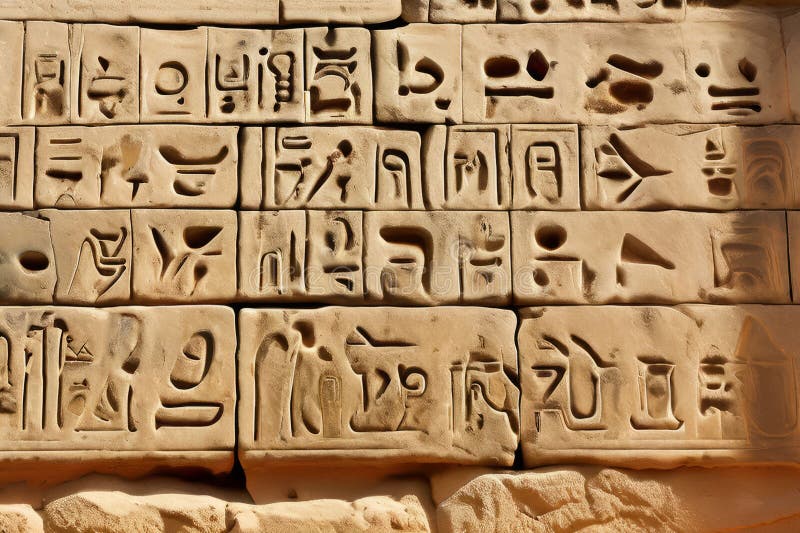 Ancient Script Faded Hieroglyphics on an Ancient Temple Wall Tel Stock ...