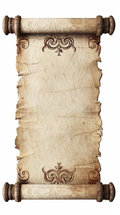 Antique Papyrus Scroll on White. Blank Template for Ancient Messages ...