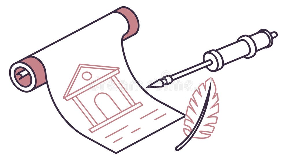 Ancient Scroll, Classic Document with Quill, Vector Design Generative ...
